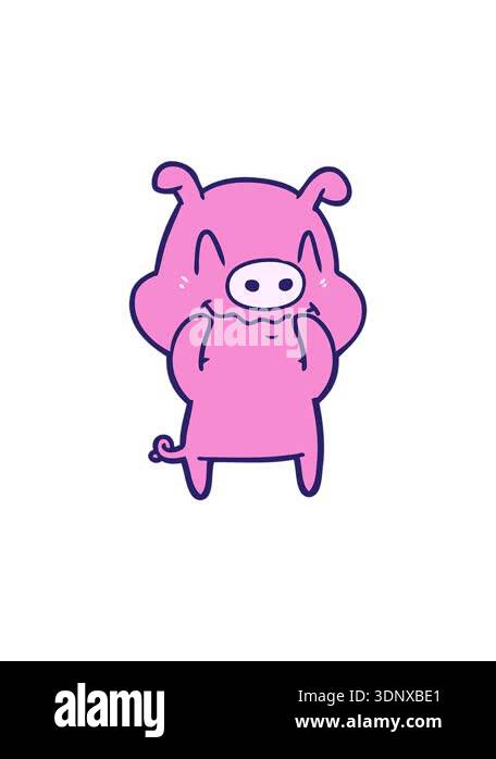 attention grabbing animation of nervous cartoon pig Stock Video Footage ...