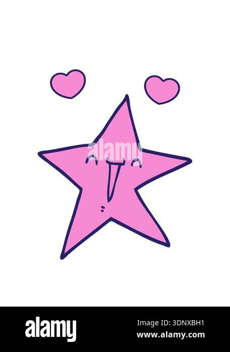 spinning hearts animation of happy cartoon star drawing Stock Video ...