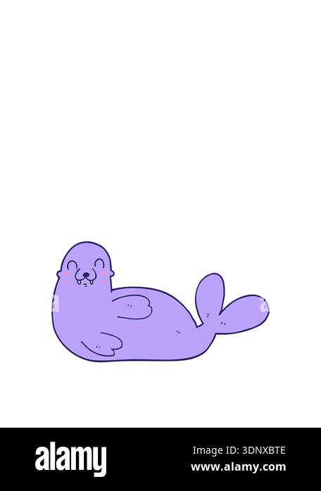 stretching up animation of seal cartoon Stock Video Footage - Alamy