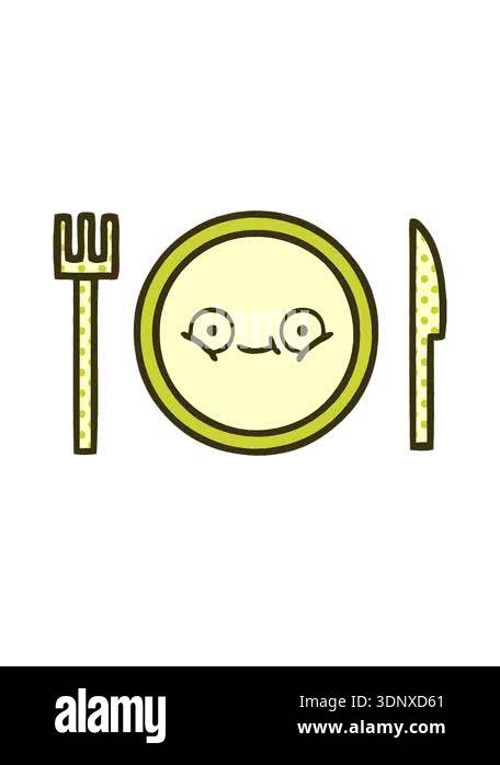 changing color animation of comic book style cartoon of a dinner plate ...
