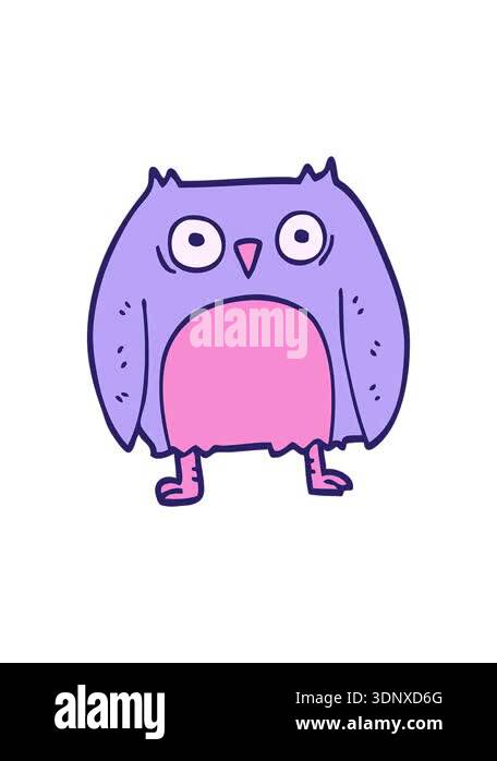 popping motion animation of funny cartoon doodle owl Stock Video ...