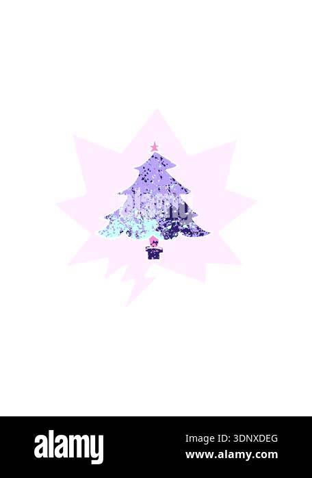 splitting effect animation of cartoon christmas tree with speech bubble ...
