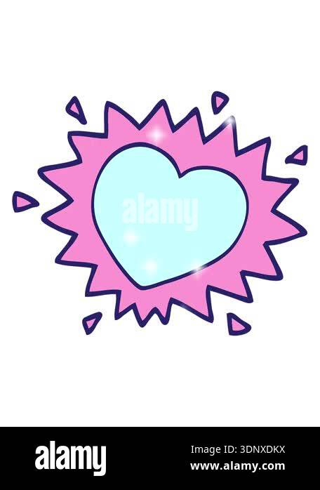 glitter effect animation of cartoon doodle flaming heart Stock Video ...