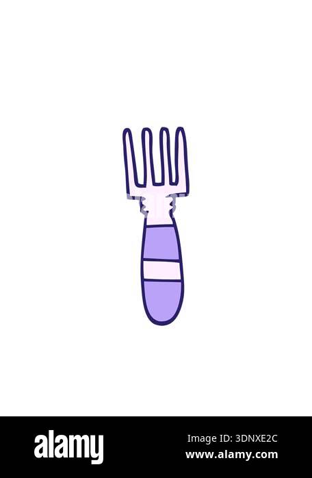 blinking radial lines animation of hand drawn doodle style cartoon fork ...