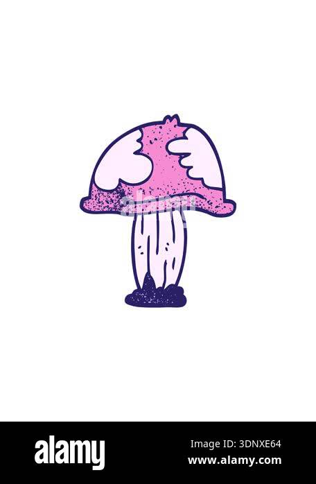 radioactive glowing animation of cartoon doodle of poisonous toadstool ...