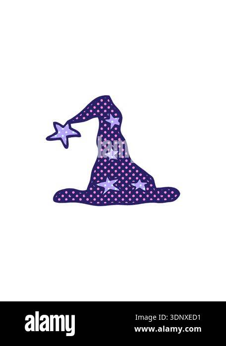 radioactive glowing animation of cartoon doodle wizard hat Stock Video ...