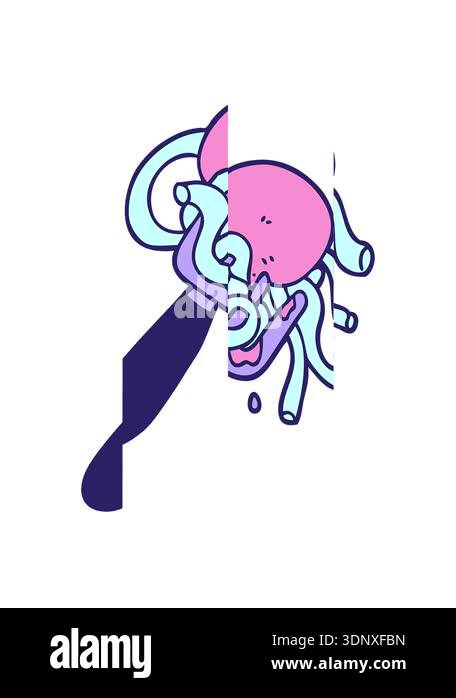 splitting motion animation of hand drawn doodle style cartoon spaghetti ...