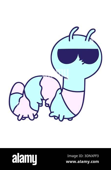 bob and pause animation of cartoon of a cute bug wearing sunglasses ...