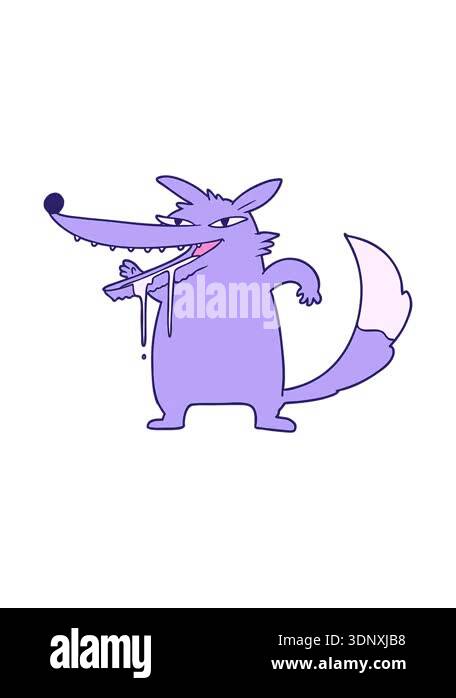 pixelize effect animation of a hungry cartoon wolf Stock Video Footage ...