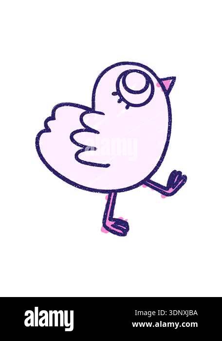 shivering motion animation of Cute Bird Chalk Drawing Stock Video ...