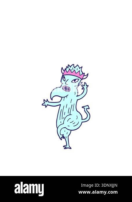 stretching up animation of cartoon doodle devil Stock Video Footage - Alamy