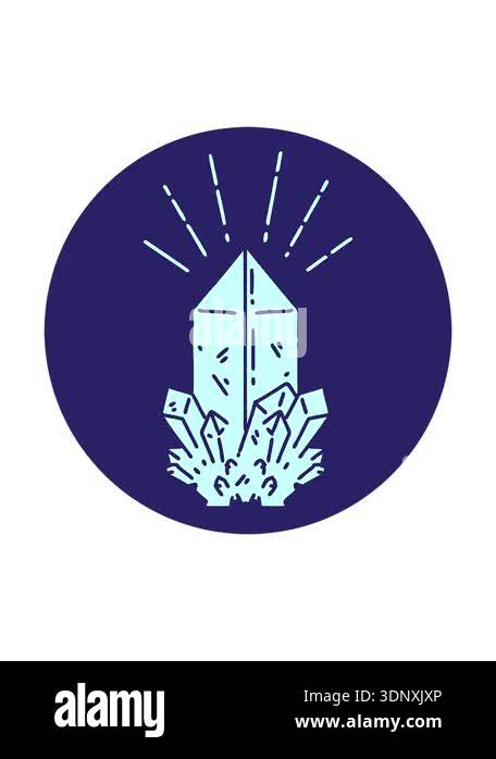 spinning motion animation of icon of a tattoo style quartz crystal ...