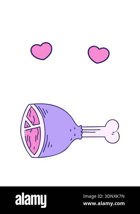 spinning hearts animation of hand drawn quirky cartoon meat bone Stock ...