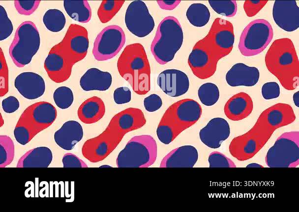 Abstract organic blob pattern, hand drawn cartoon shapes, navy blue and ...