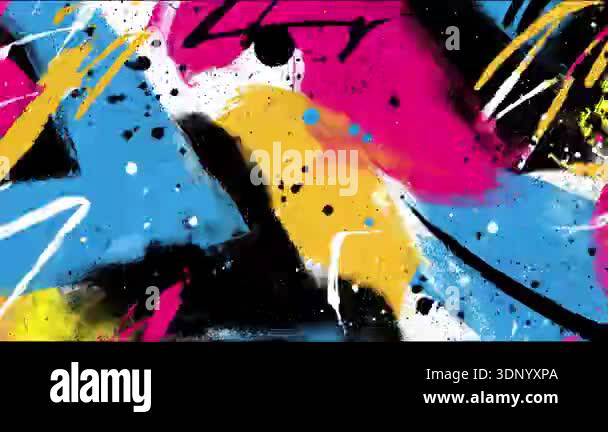 Abstract graffiti paint explosion with bold color blocks and splashes ...