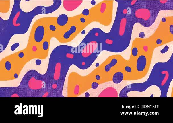 Abstract organic wave pattern with flowing orange shapes, deep blue ...