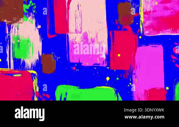 Colorful abstract paint blocks, flat cartoon shapes, bold pop art ...