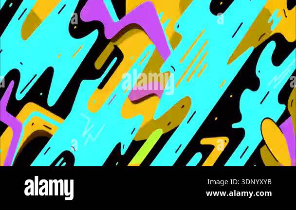Abstract cartoon liquid pattern, turquoise flowing shapes, black ...
