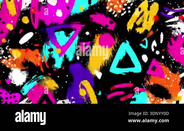 Abstract geometric graffiti background with colorful shapes, triangles ...