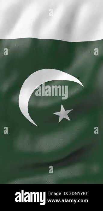 Waving Pakistan Flag in Vertical 16:9 Format, 3D Rendering Video ...