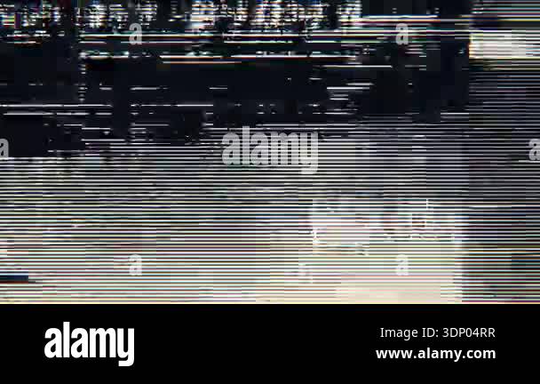 Black and white horizontal scanline glitch distortion, inverted static ...