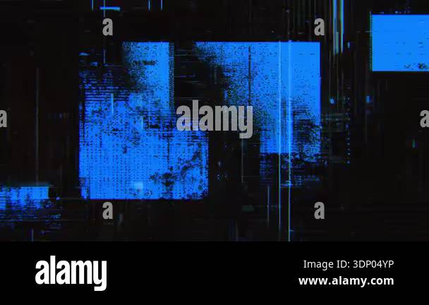 Blue digital glitch blocks, abstract tech distortion background ...