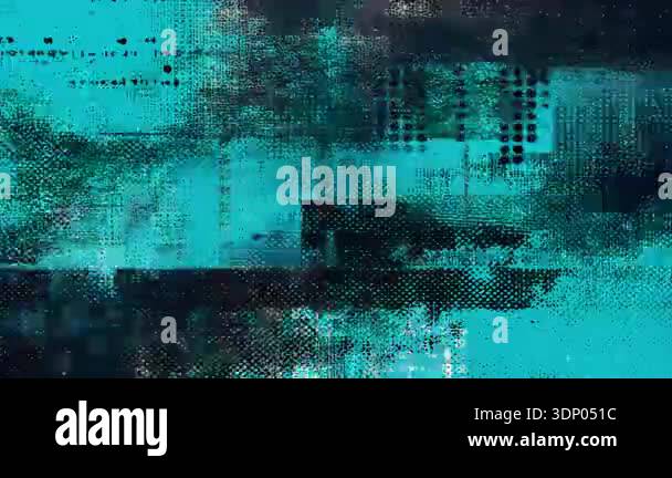 Teal glitch distortion background, turquoise digital noise texture ...