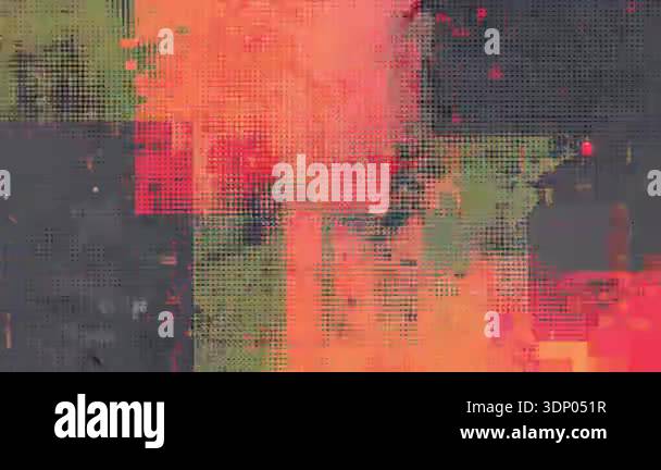 Orange red pixel glitch texture background, bright square dot matrix ...