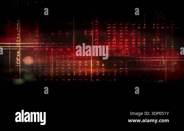 Red Digital Code Glitch Background, Horizontal Data Lines, Cyber Matrix ...