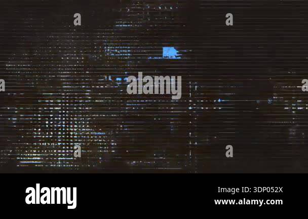 Dark industrial glitch texture with horizontal scan lines, blue analog ...