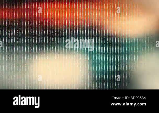 Vertical light dot matrix texture, orange and teal digital glow, glitch ...