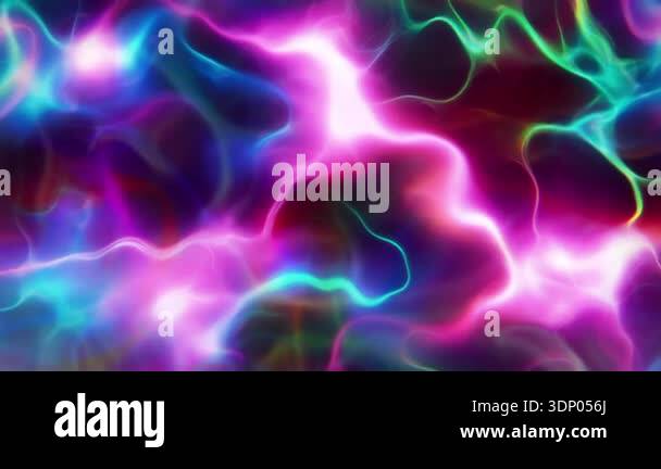 Abstract liquid neon plasma energy flow, glowing pink blue green ...