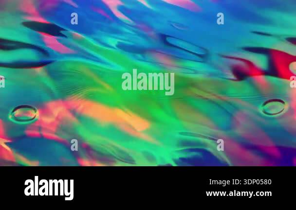 Chromatic abstract liquid distortion, flowing red green orange color ...