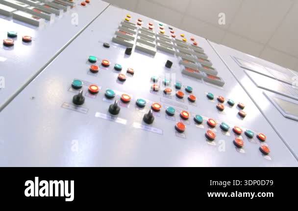 new modern industry control panel with buttons, sensors and switches ...