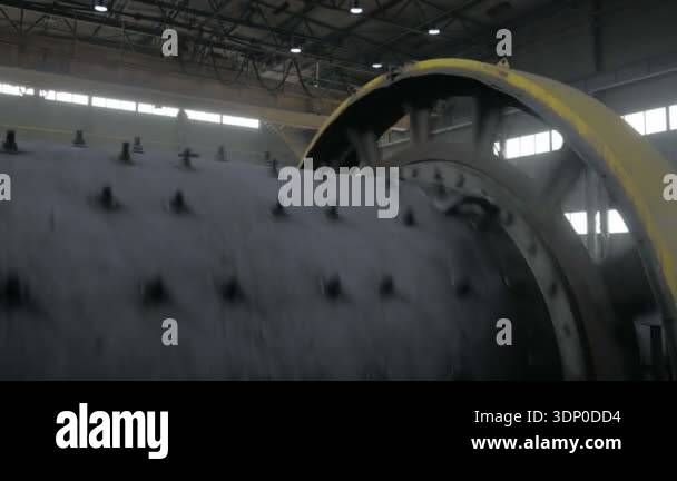 A ball Mill inside of a copper processing industry Stock Video Footage ...