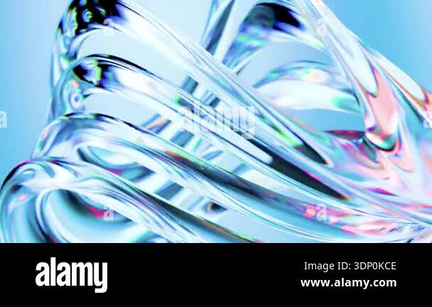Abstract 3D Loop Animation of Transparent Glass-Like Twisting Shapes ...
