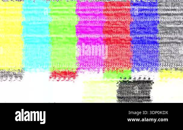 damaged TV screen glitch transition overlay, test colors bar flickering ...