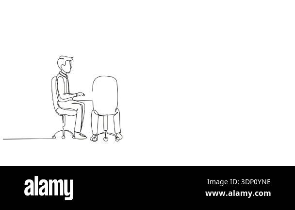 Animated self drawing of continuous line draw male colleagues engaged ...