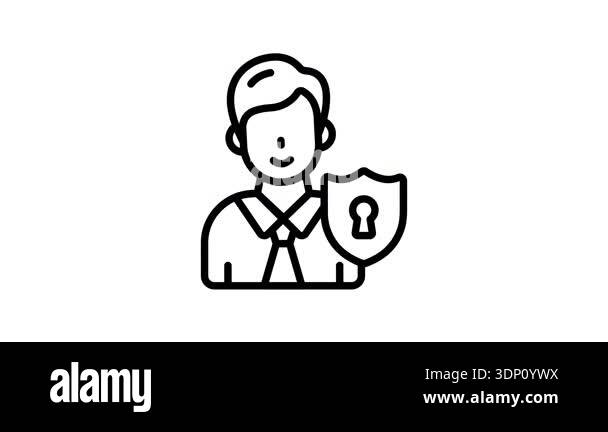 Protection shield with human avatar denoting concept animated icon of ...