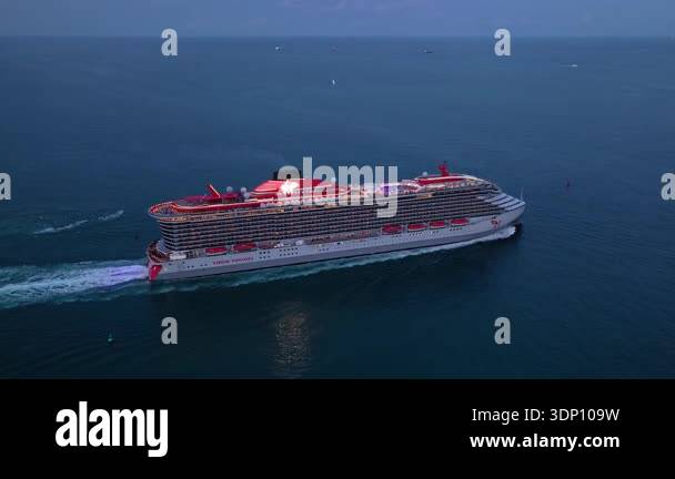 Miami, Florida, USA - July 11, 2025: Cruise in summer vacation. Virgin ...