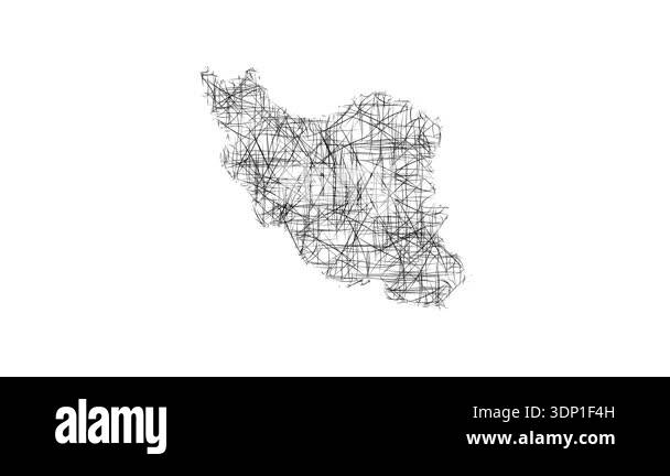 Sketch style minimal Iran outline map animation - smooth progressive ...