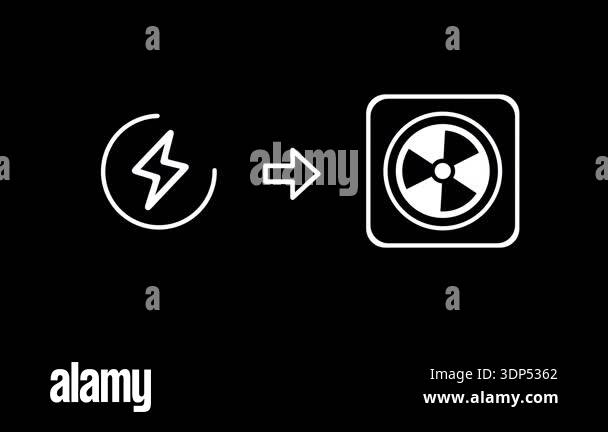 an electrical bolt transitioning into a fan symbol to represent energy ...