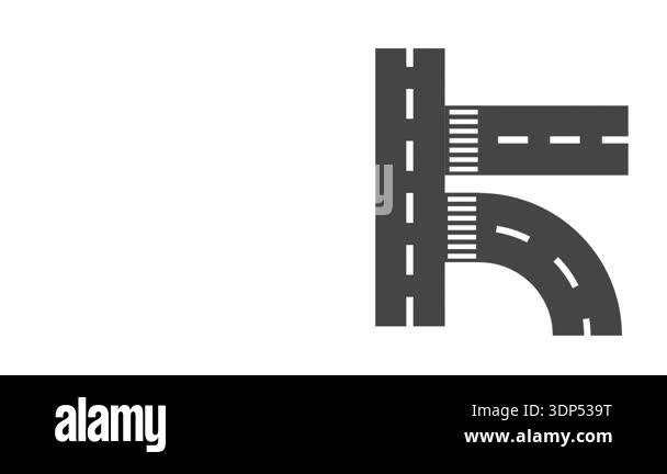Multiple road branches exit a main vertical thoroughfare including both ...