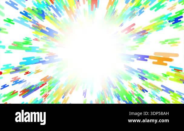 Flowing Colorful rounded lines burst outward from a bright central glow ...