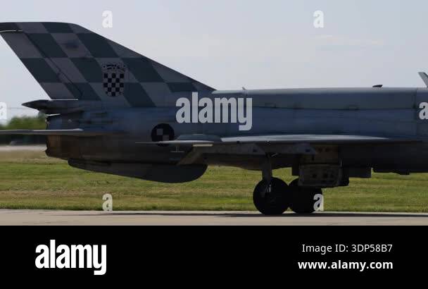 Zagreb Croatia May 11 2024: MiG-21 fighter jet with Croatian flag on ...