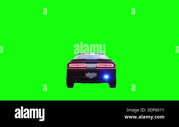 Static police car green screen isolate. Realistic flashing lights Stock ...