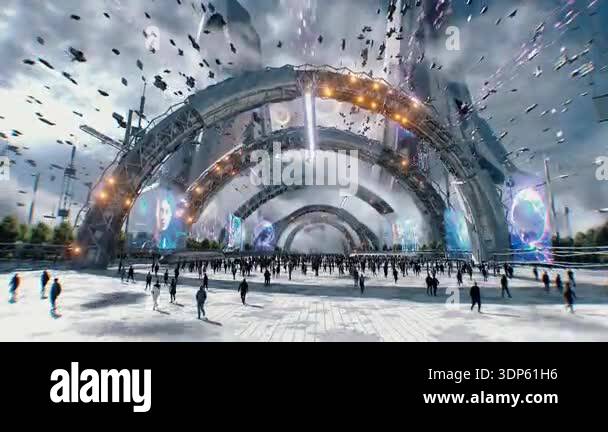 Futuristic city. Sci fi architecture and buildings. Future concept ...