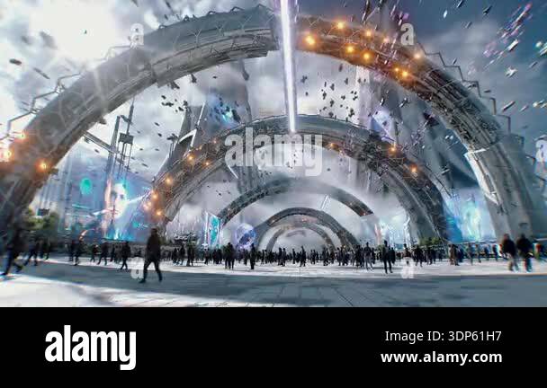 Futuristic city. Sci fi architecture and buildings. Future concept ...