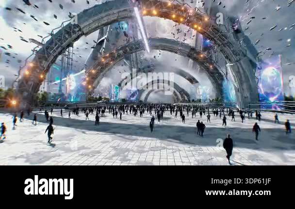 Futuristic city. Sci fi architecture and buildings. Future concept ...