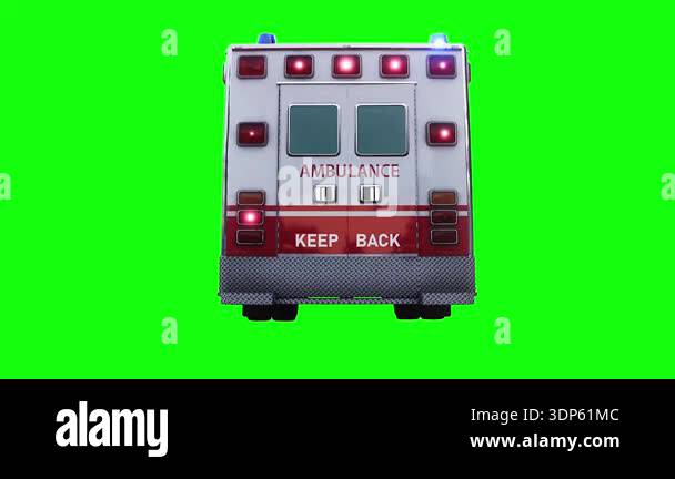An ambulance driving fast. realistic dynamic reflections on the car ...